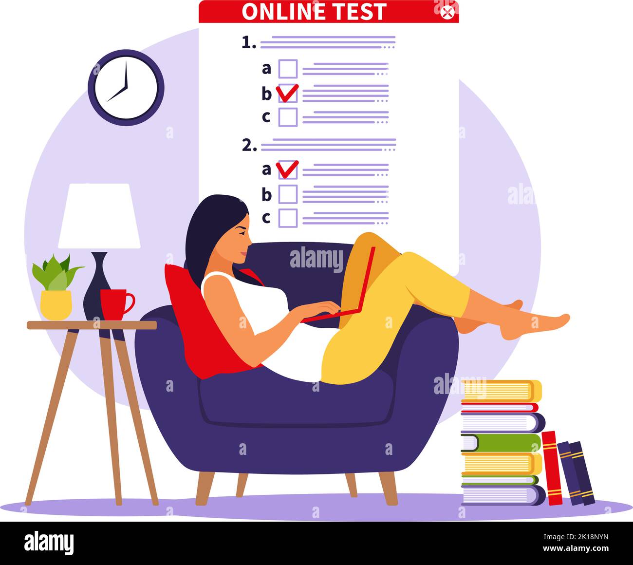 Concept online testing, e-learning, examination on computer. Vector ...