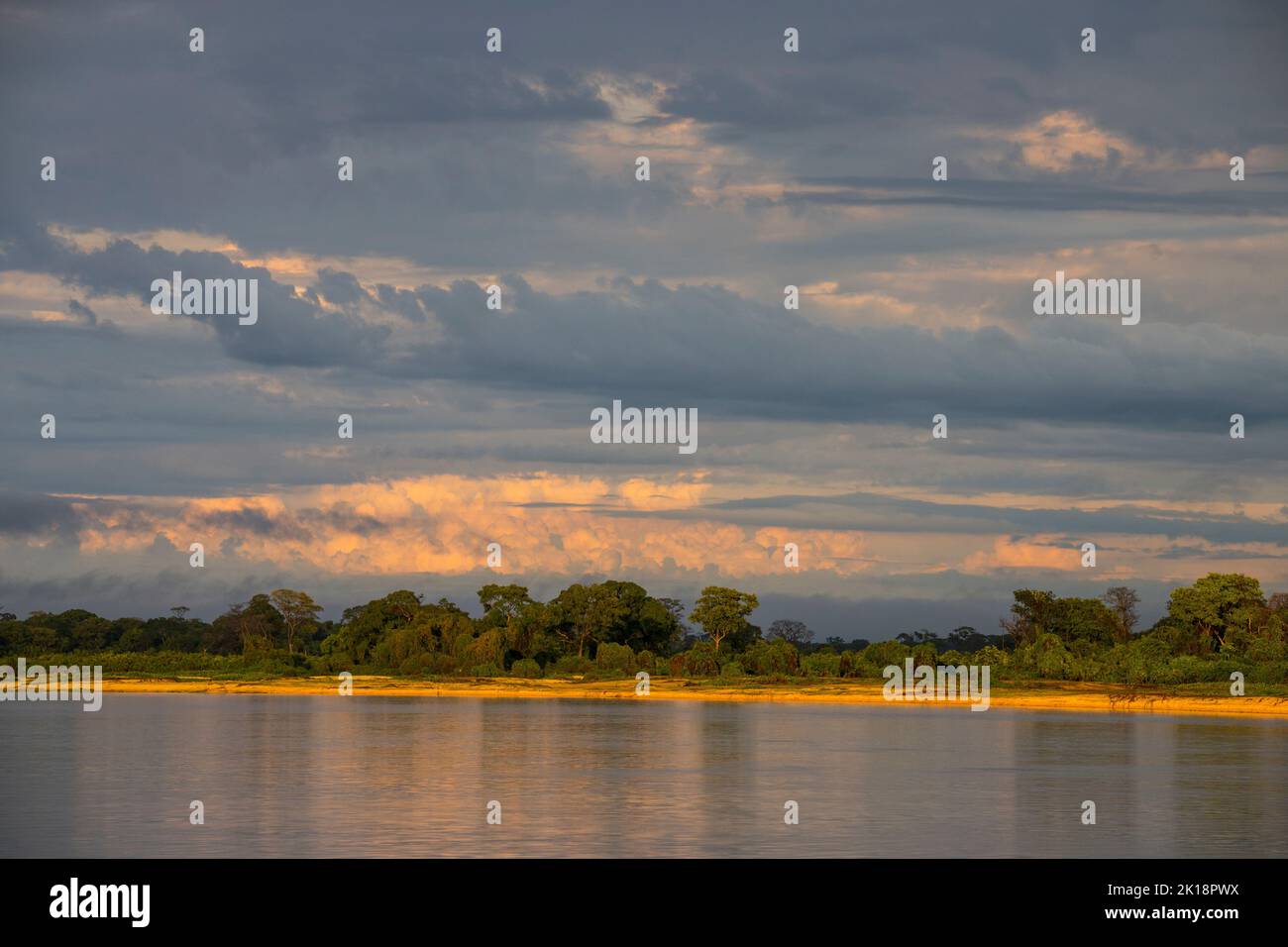 View of the Paraguay River at sunrise near Baiazinha Lodge located in ...