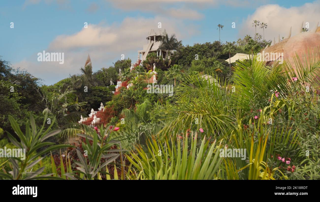 High steep water slide on Tenerife water park, Canary island, Spain ...