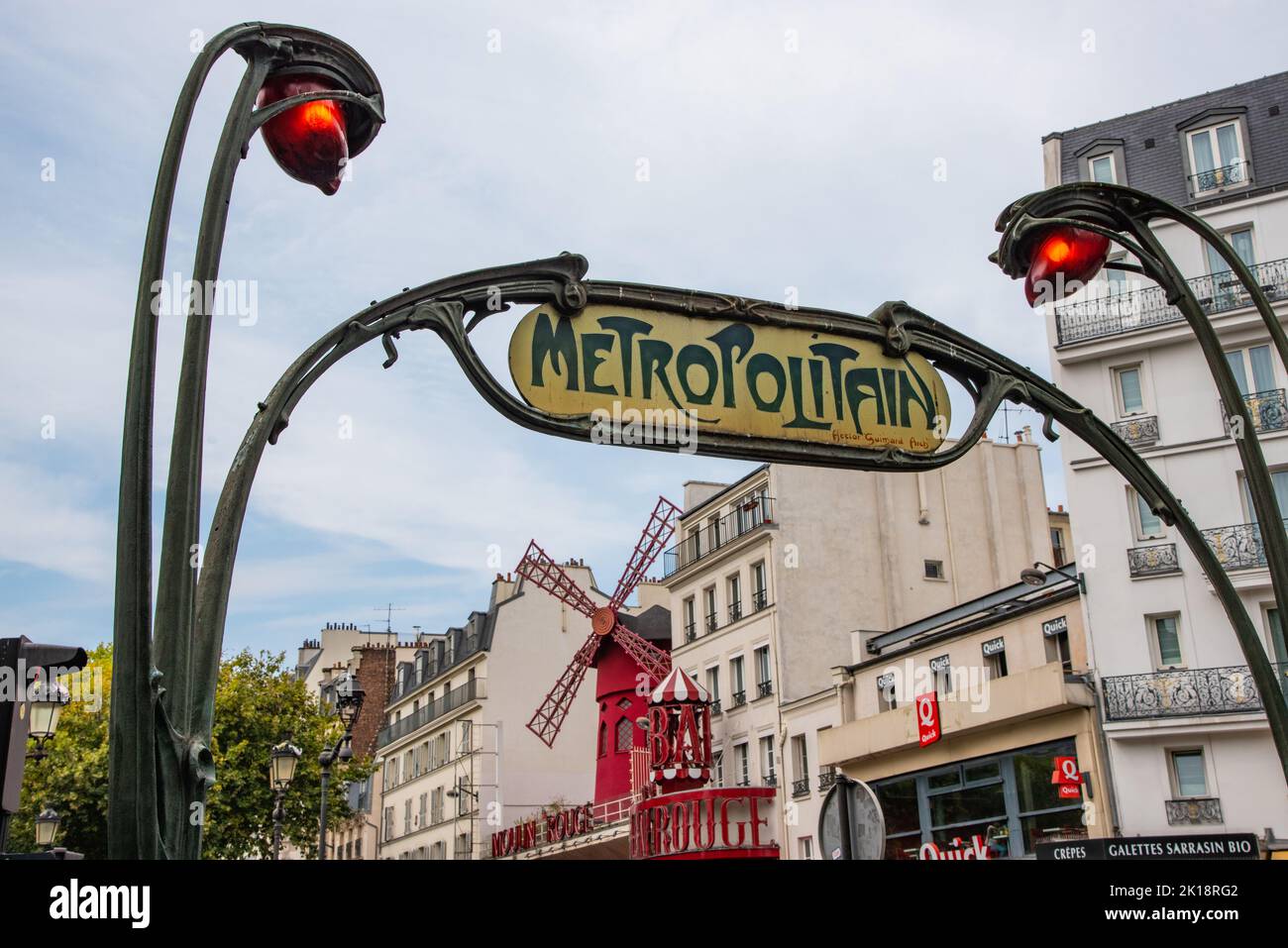 Paris, France. August 2022. The distinctive metropolitan sign with the ...