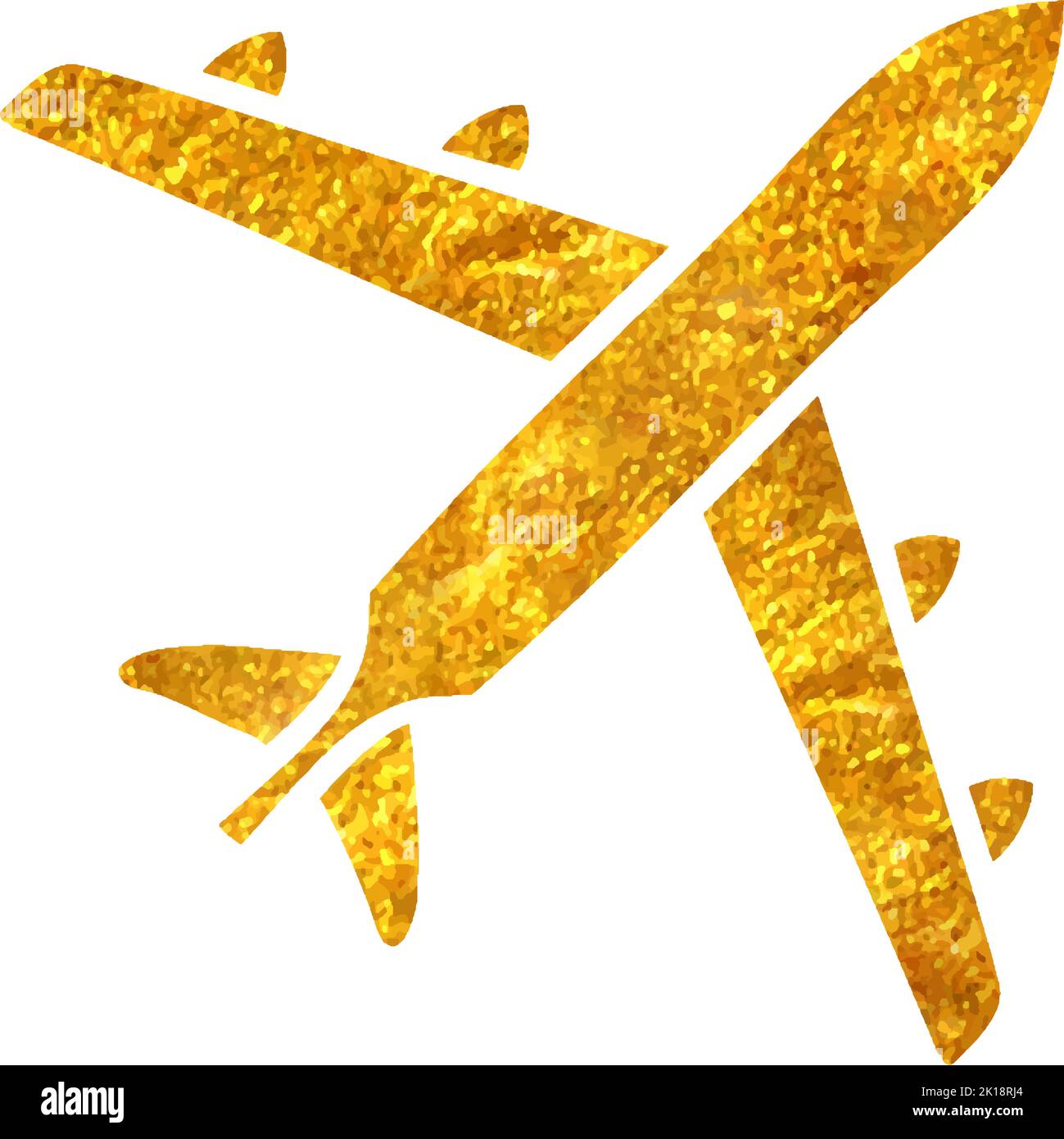 Hand drawn Airplane icon in gold foil texture vector illustration Stock ...