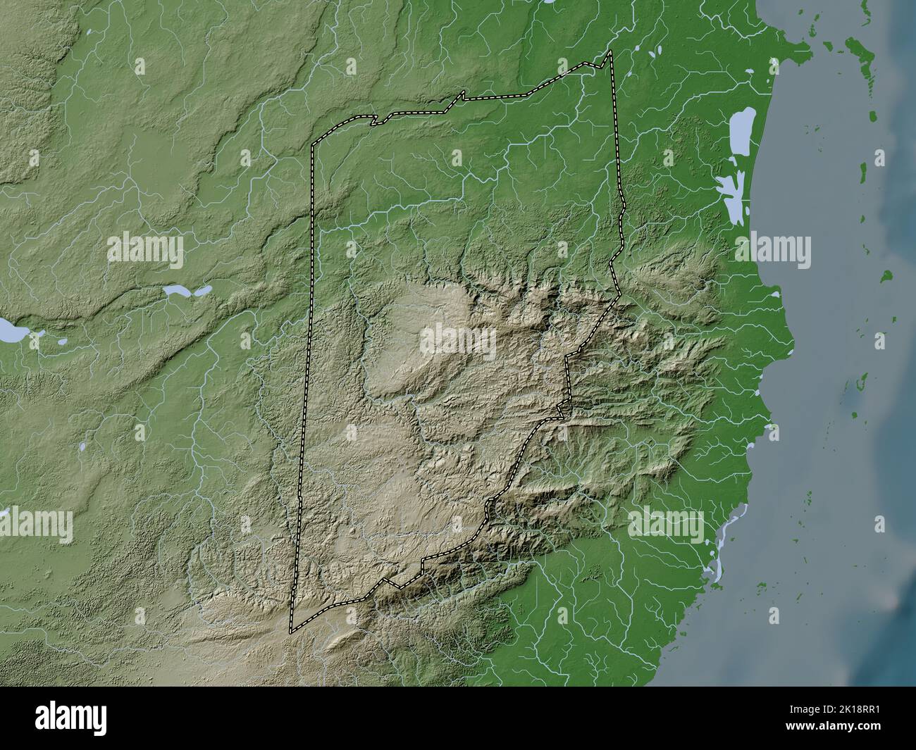 Cayo, district of Belize. Elevation map colored in wiki style with ...