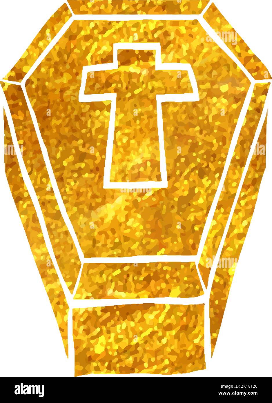 Hand drawn Coffin icon in gold foil texture vector illustration Stock ...
