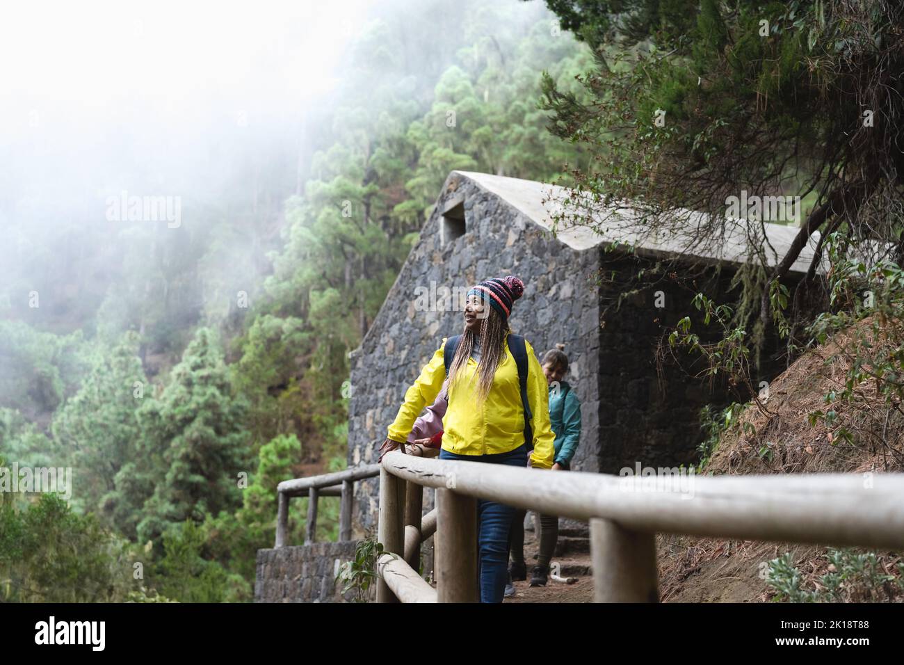 Group of women with different ages and ethnicities having fun walking ...