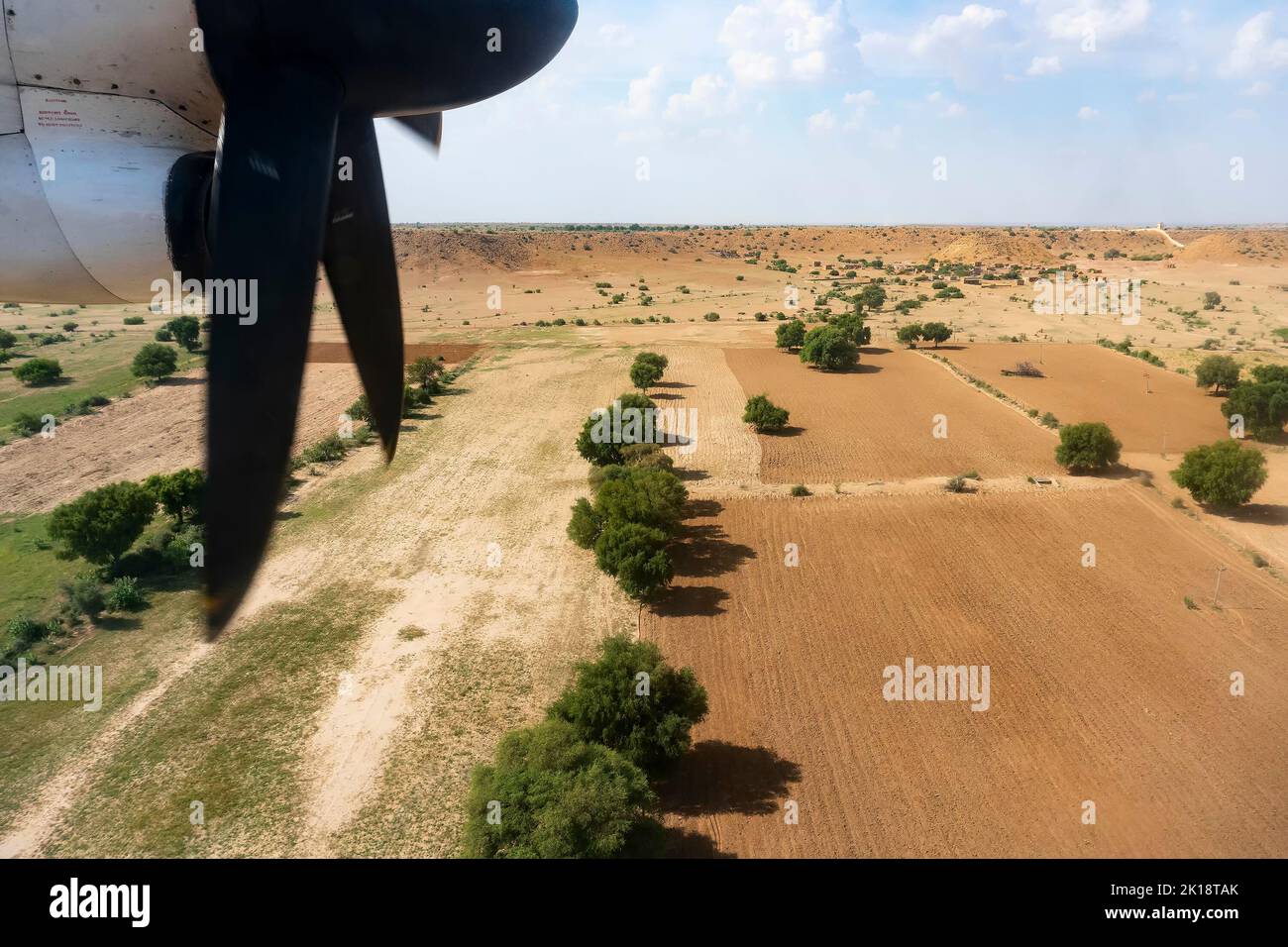 View of beautiful landscape of Thar desert from an aeroplane, Rajasthan ...