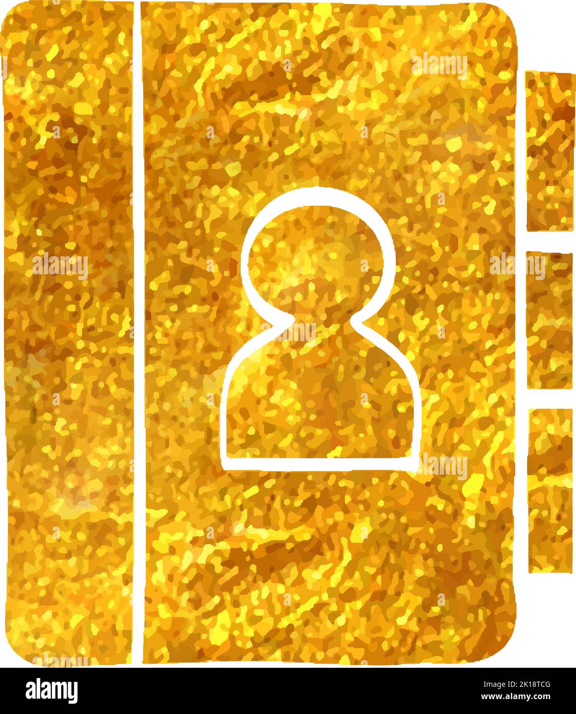Hand drawn Address book icon in gold foil texture vector illustration ...