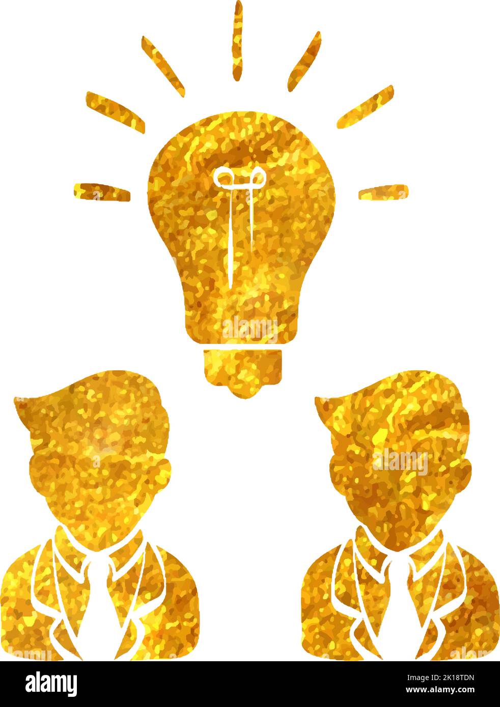 Hand drawn Teamwork icon in gold foil texture vector illustration Stock ...