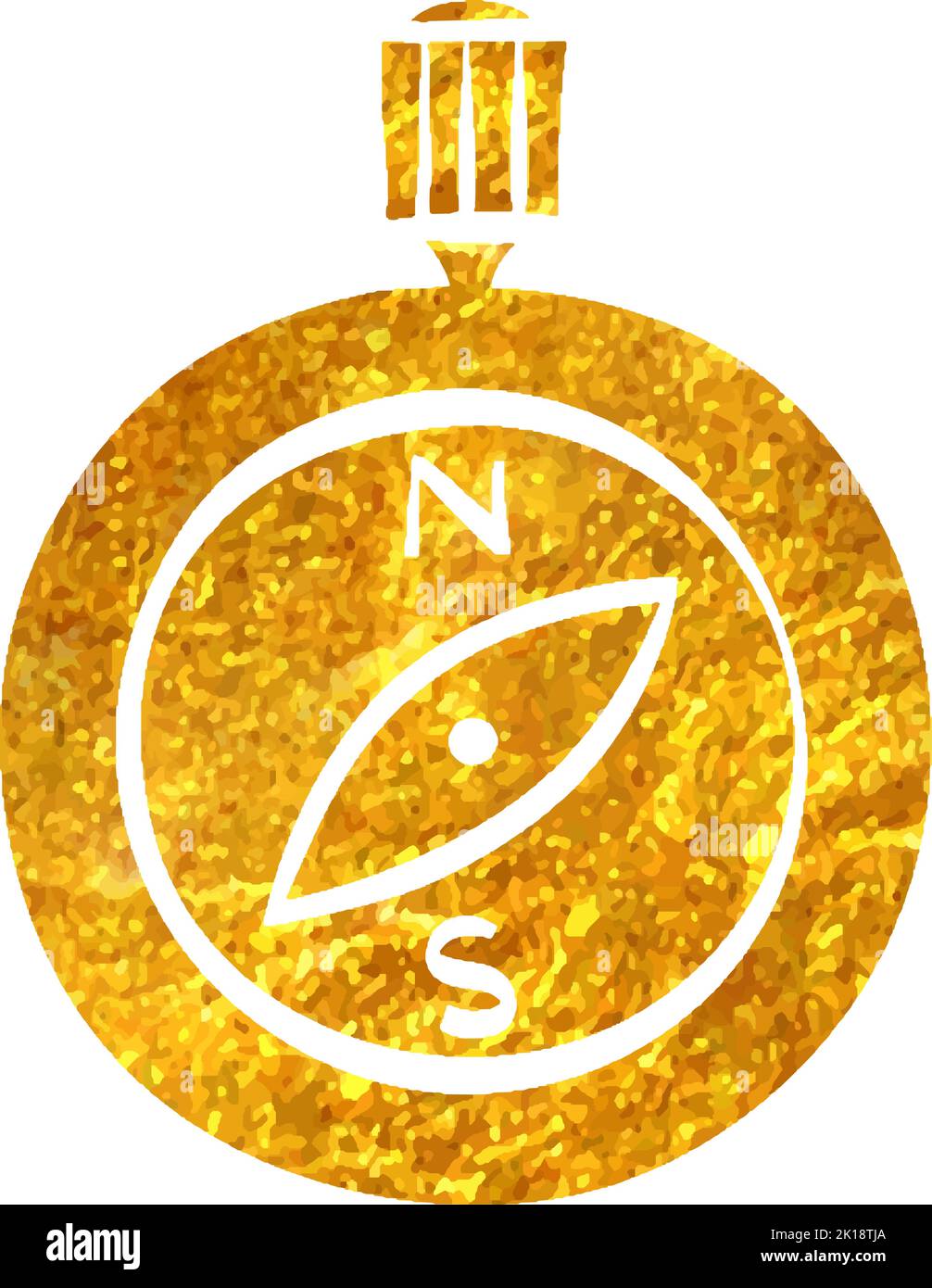 Hand drawn Compass icon in gold foil texture vector illustration Stock ...