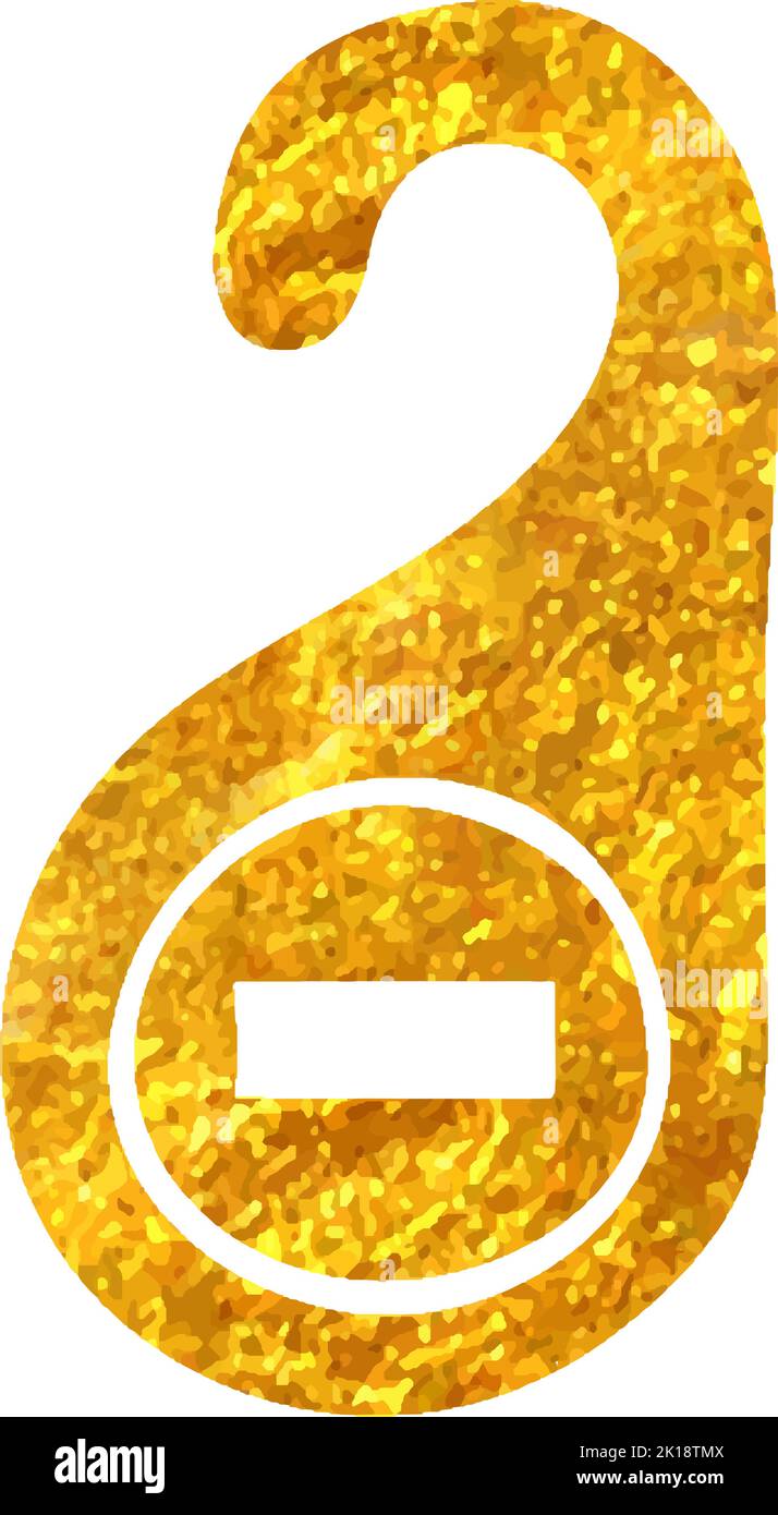 Hand drawn Door handle label icon in gold foil texture vector ...