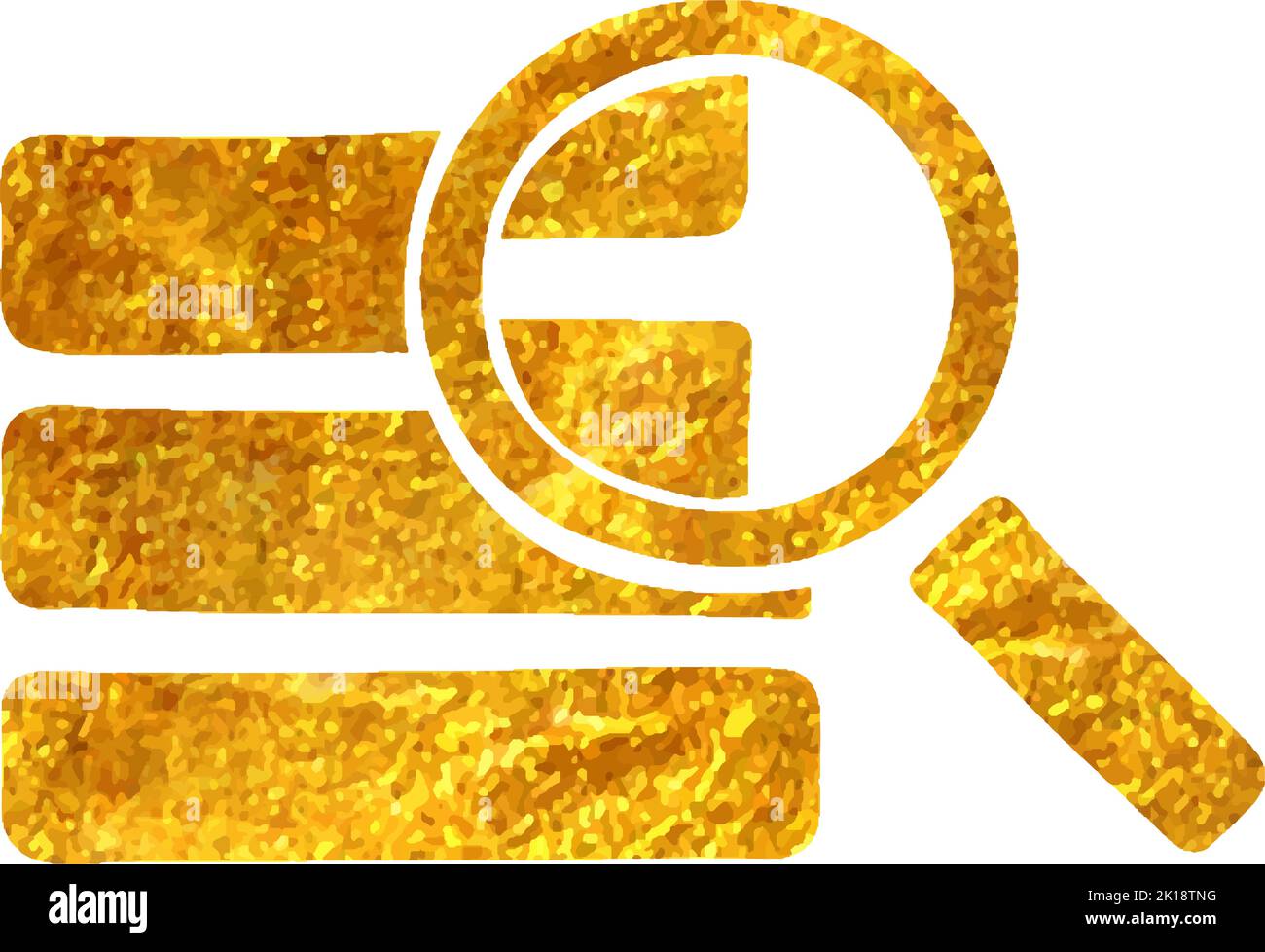 Hand drawn Database search icon in gold foil texture vector ...