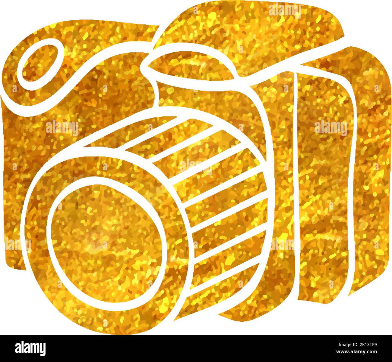 Hand drawn Camera icon in gold foil texture vector illustration Stock ...