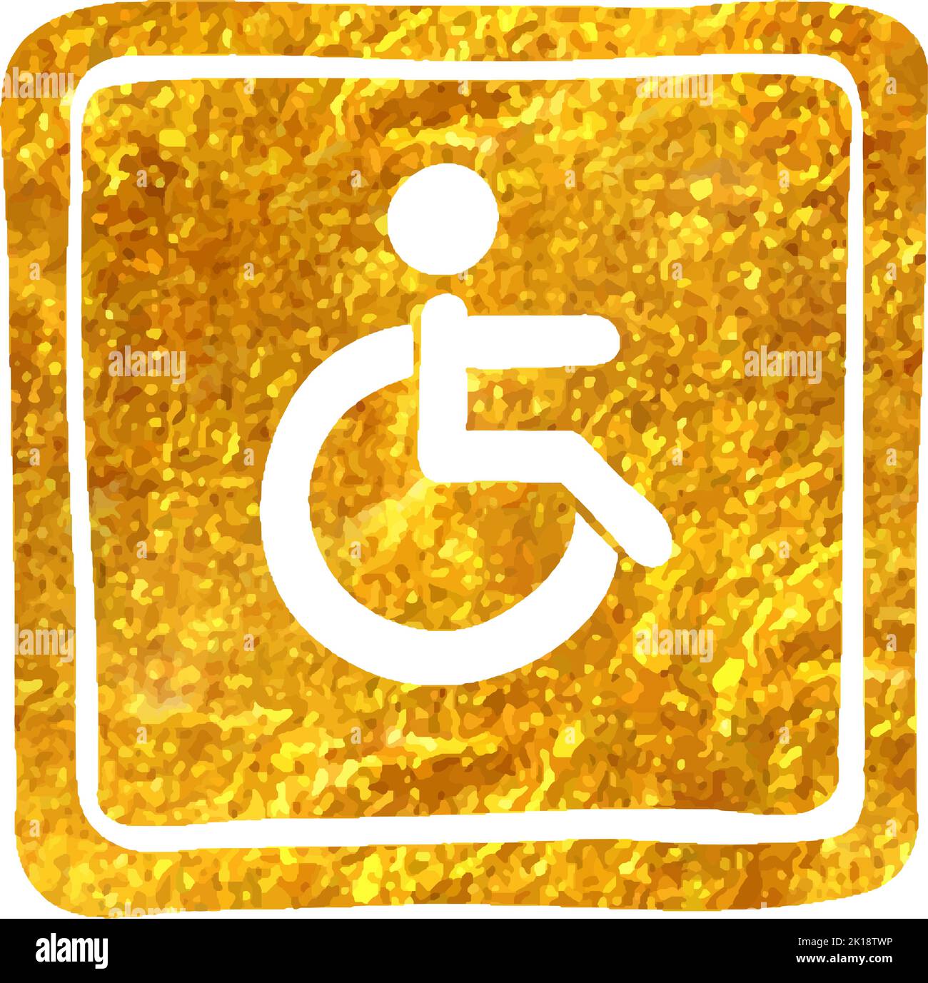 Hand drawn Disabled access icon in gold foil texture vector ...