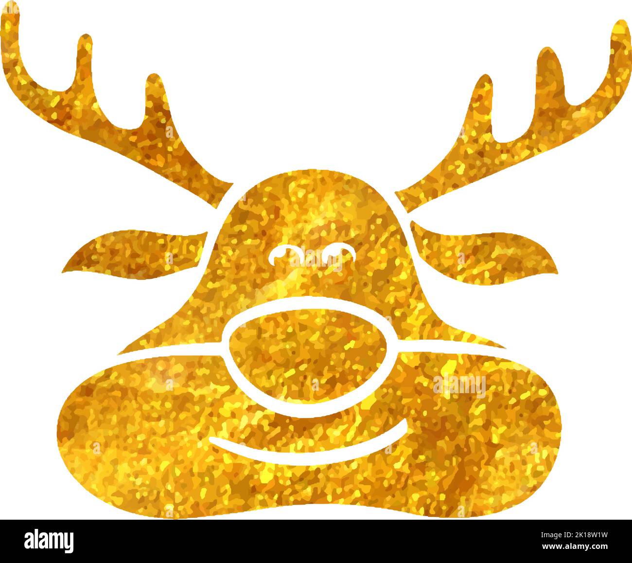 Hand drawn Reindeer the moose icon in gold foil texture vector ...