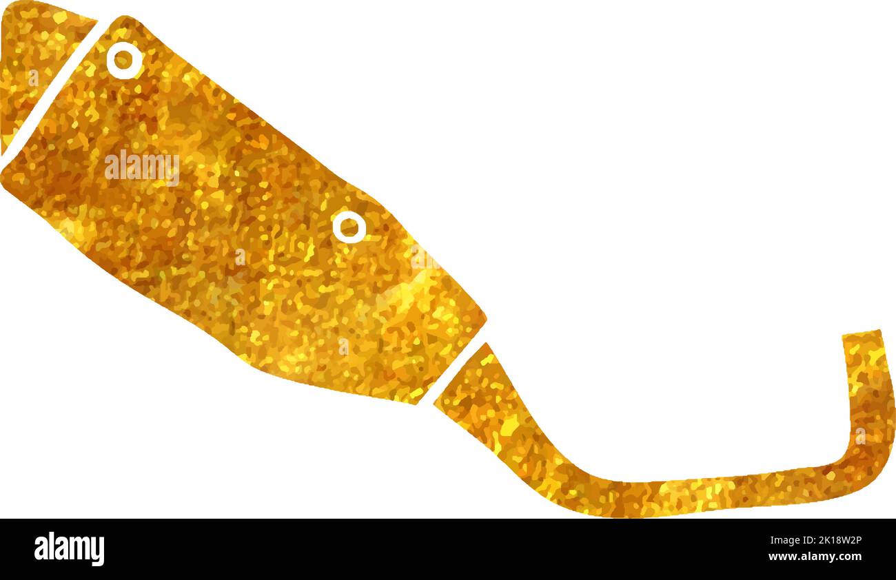 Hand drawn Motorcycle exhaust icon in gold foil texture vector ...