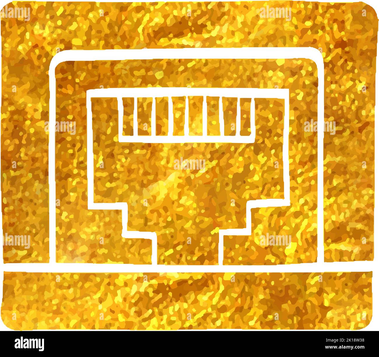 Hand drawn Local area connector icon in gold foil texture vector ... Hand drawn Local area connector icon in gold foil texture vector ...