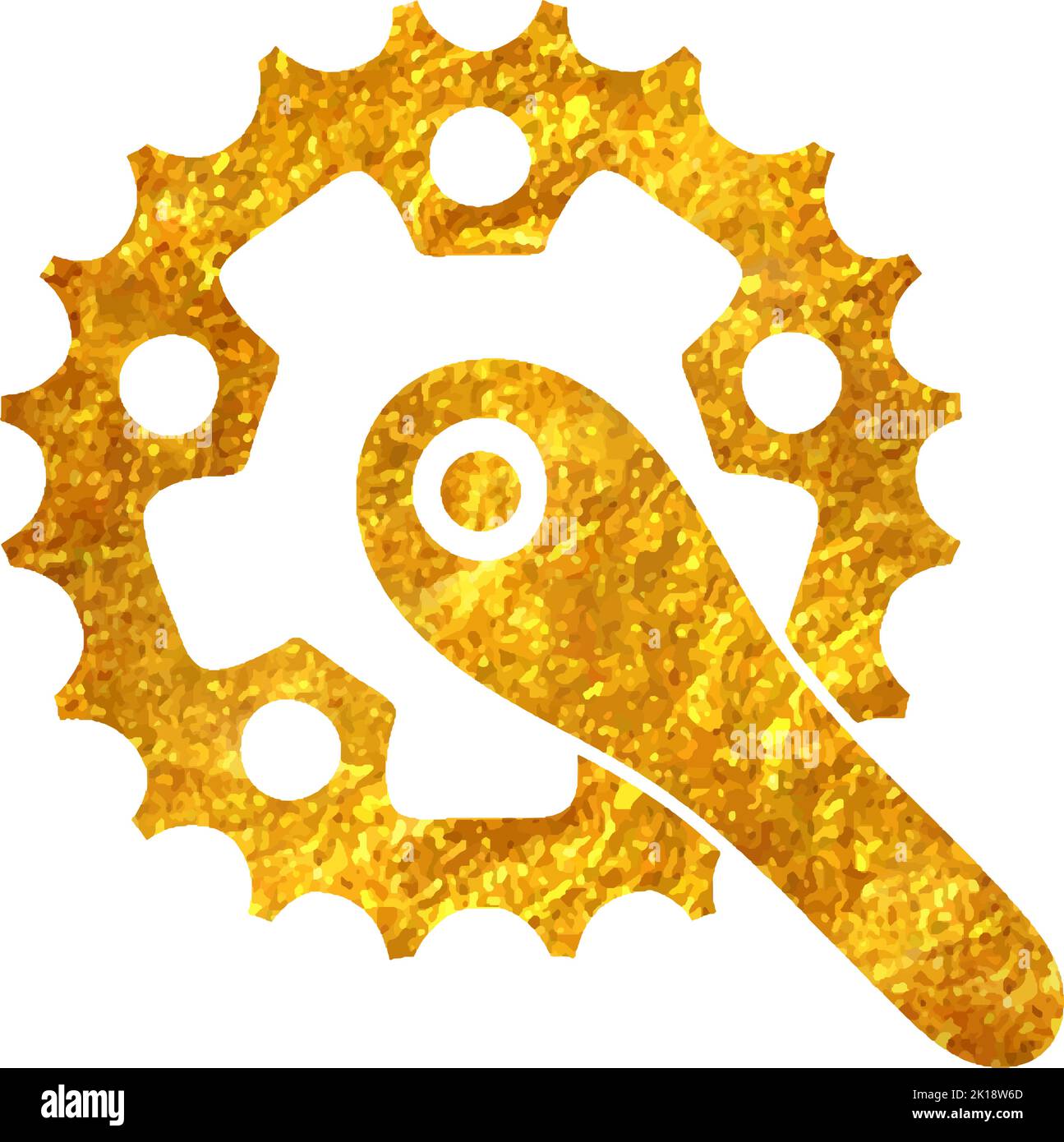 Hand drawn Bicycle crank set icon in gold foil texture vector ...