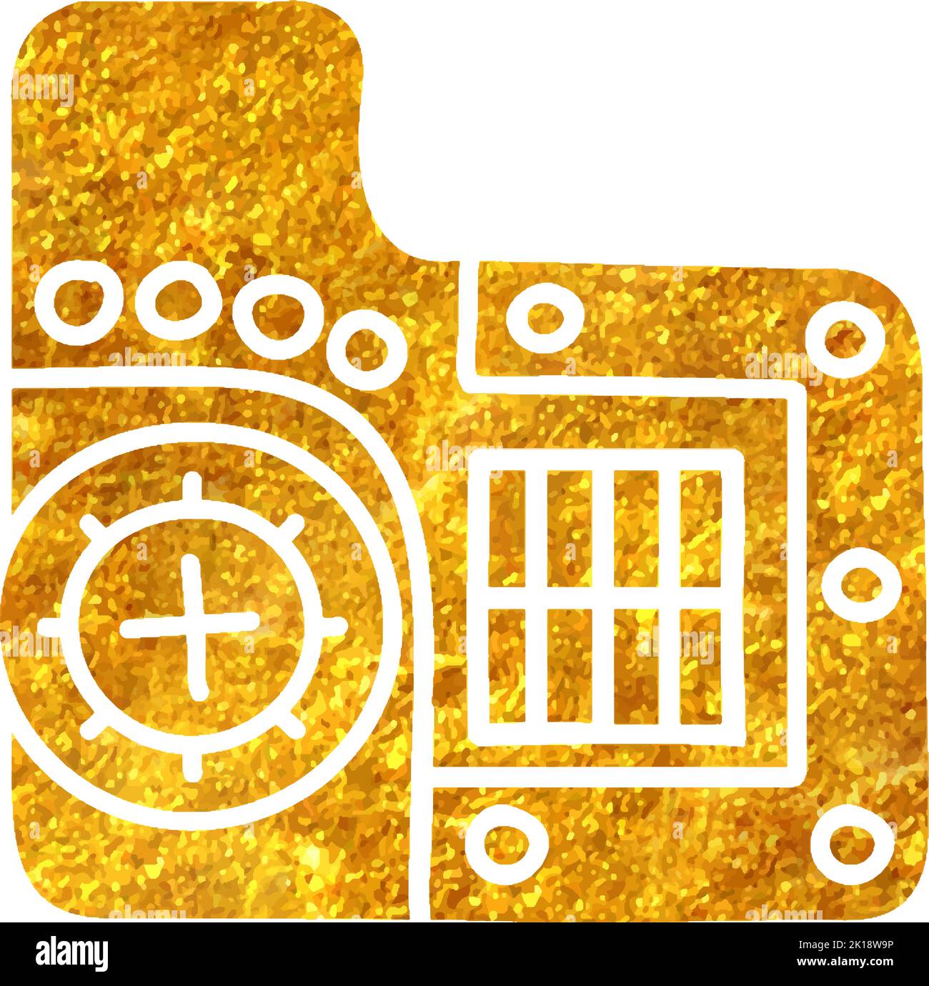 Hand drawn Crap table icon with arrows in gold foil texture vector ...