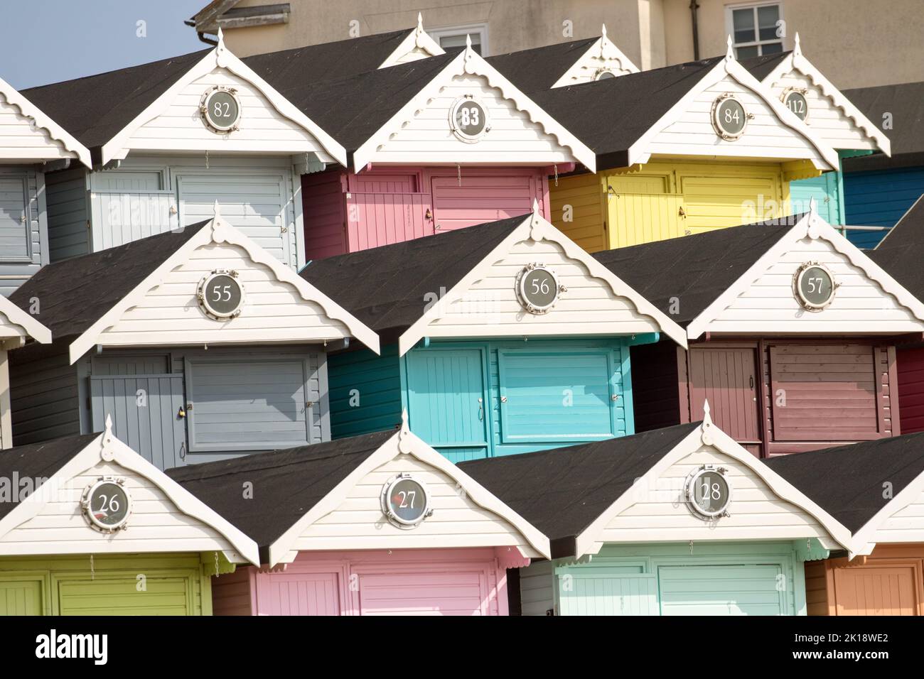 Colourful beach huts at Walton-On-The-Naze, Essex, United Kingdom Stock ...
