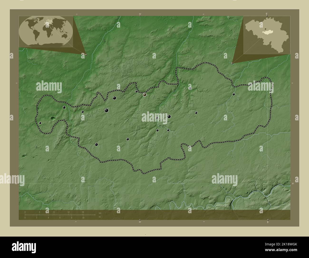 Brabant Wallon, province of Belgium. Elevation map colored in wiki ...