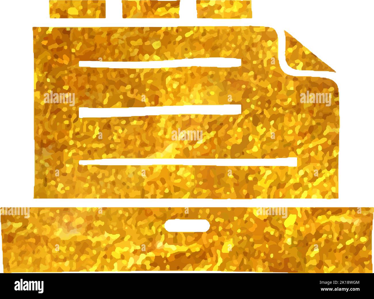 Hand drawn Medical records icon in gold foil texture vector ...