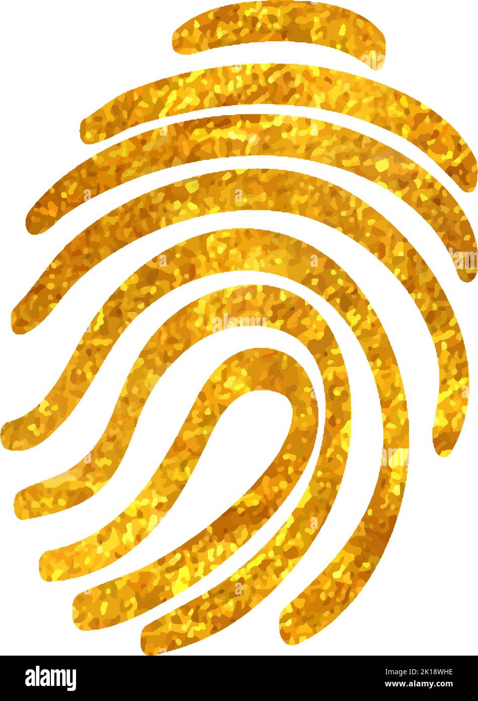 Hand drawn Fingerprint icon in gold foil texture vector illustration ...