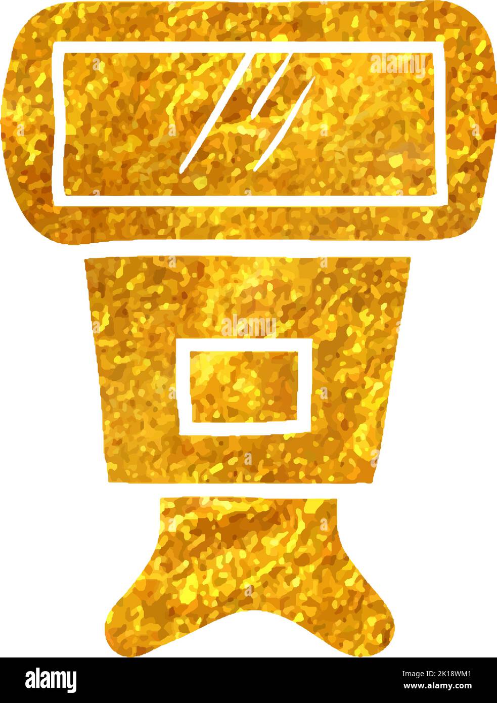 Hand drawn Camera flash icon in gold foil texture vector illustration ...