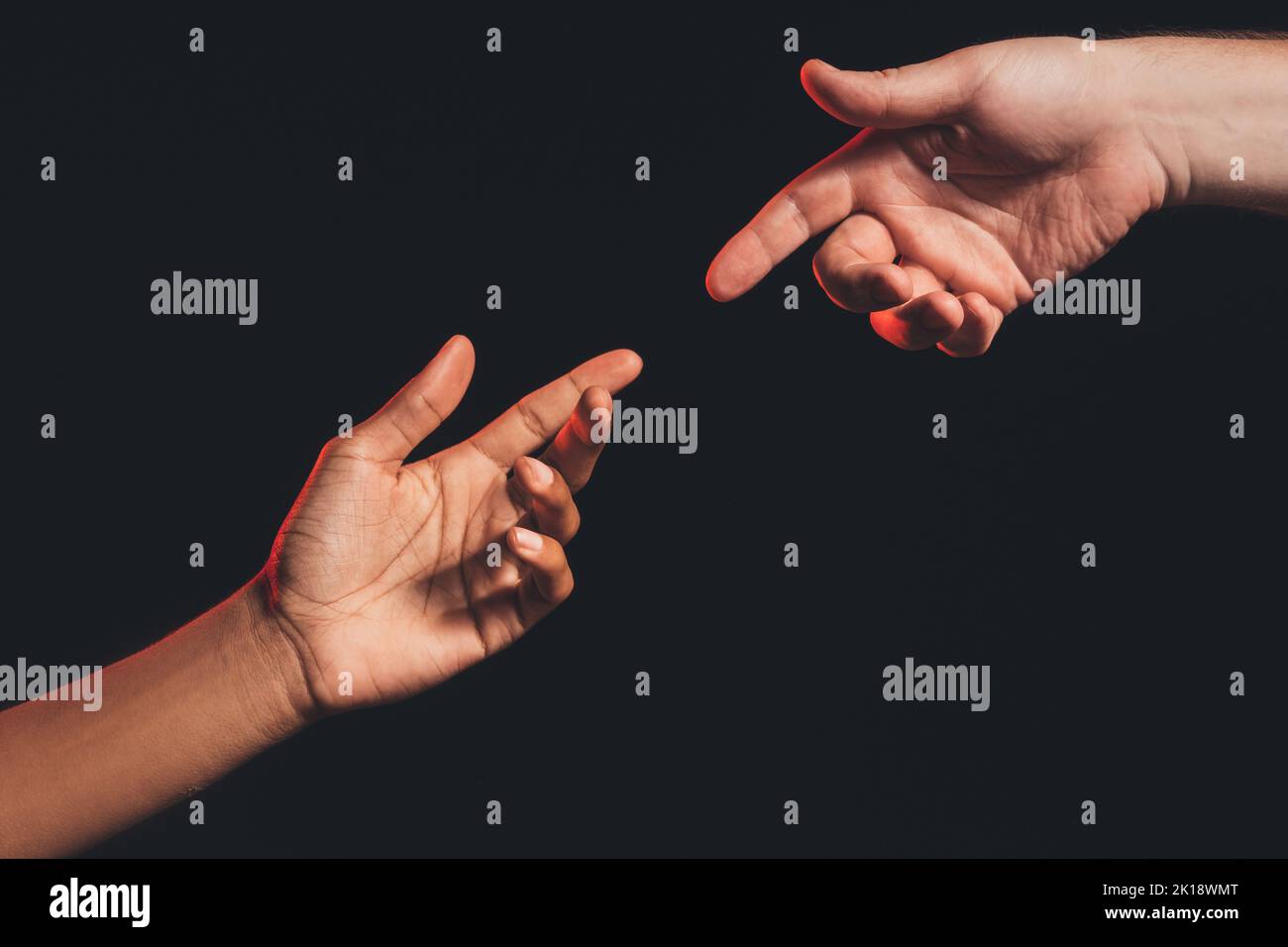 Racial friendship. Help support. Closeup african caucasian male hands ...