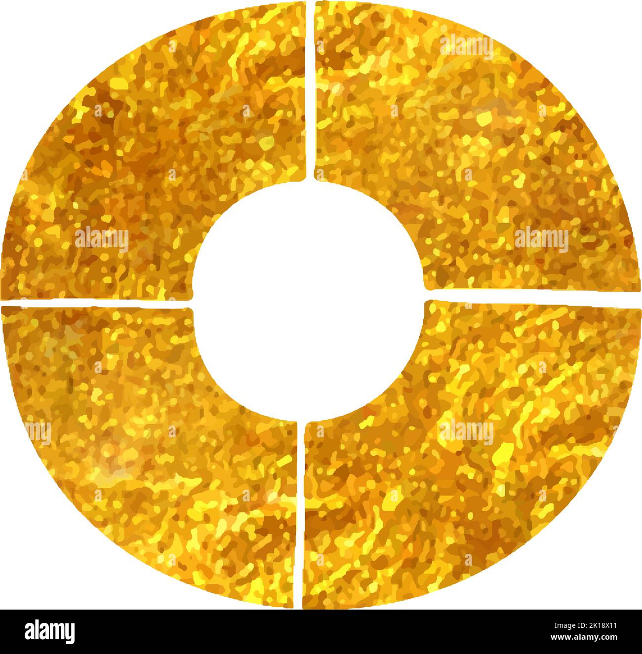 Hand drawn Rescue tube icon in gold foil texture vector illustration ...