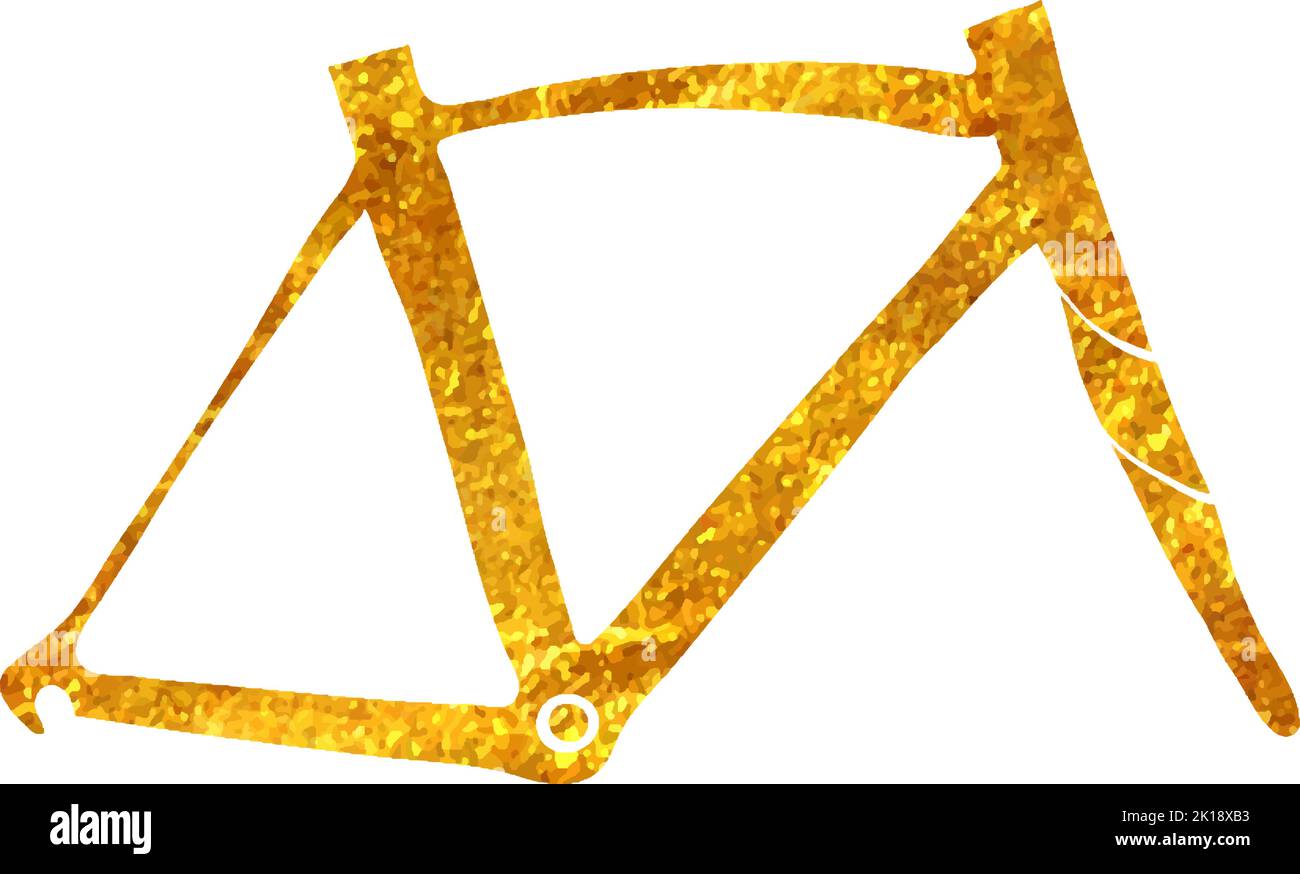 Hand drawn Bicycle frame icon in gold foil texture vector illustration ...