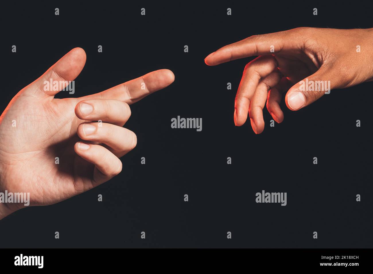 Racial friendship. Ethnic diverse. Closeup african caucasian male hands ...