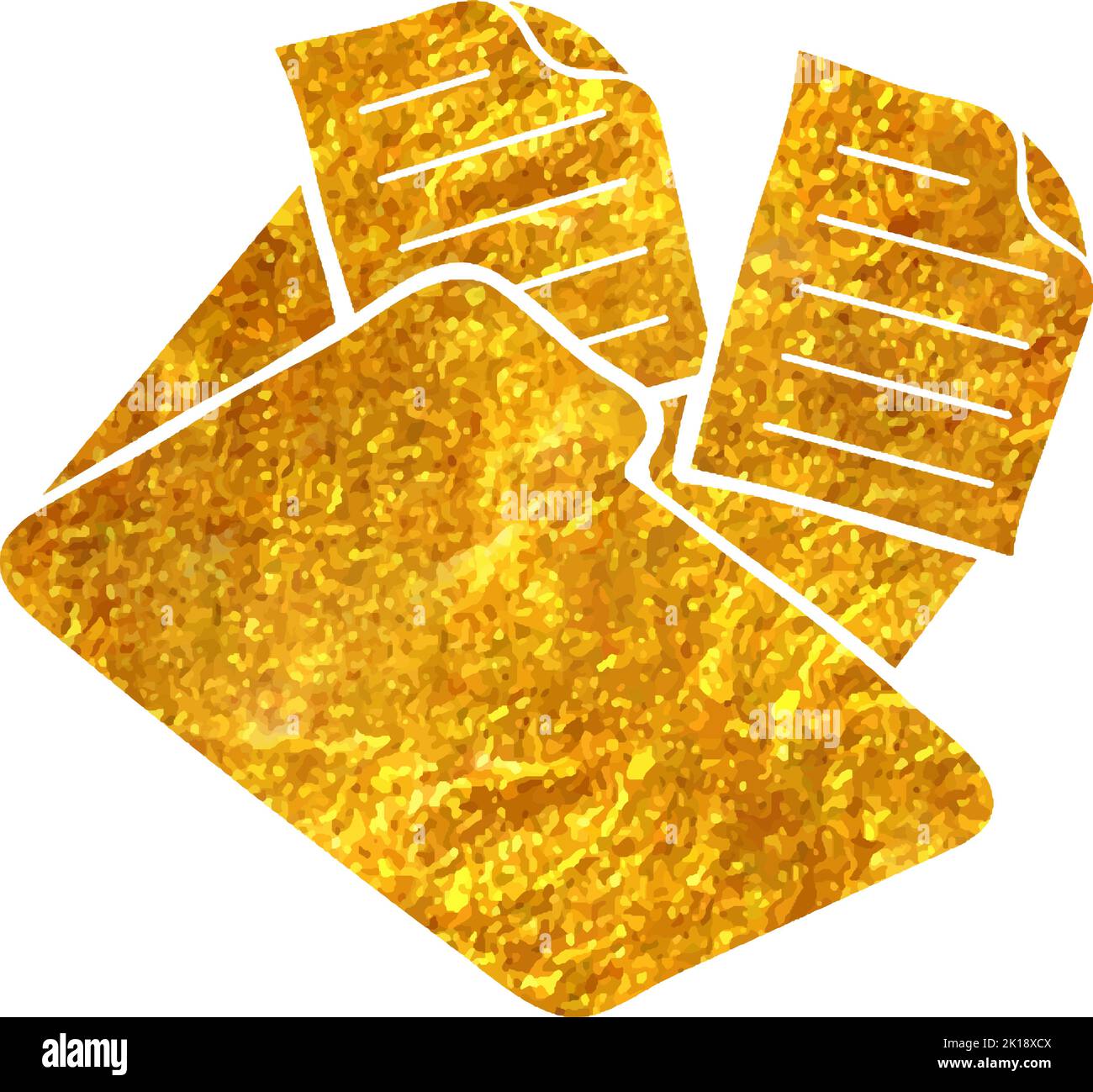 Hand drawn Folder icon in gold foil texture vector illustration Stock ...