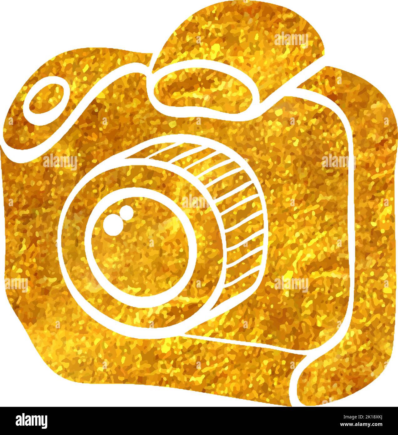 Hand drawn Camera icon in gold foil texture vector illustration Stock ...