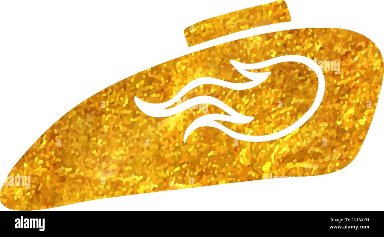 Hand drawn Motorcycle gas tank icon in gold foil texture vector ...