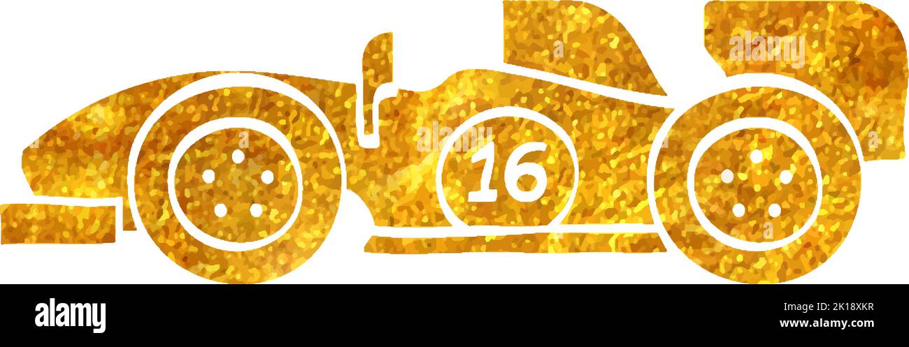 Hand drawn Race car icon in gold foil texture vector illustration Stock ...