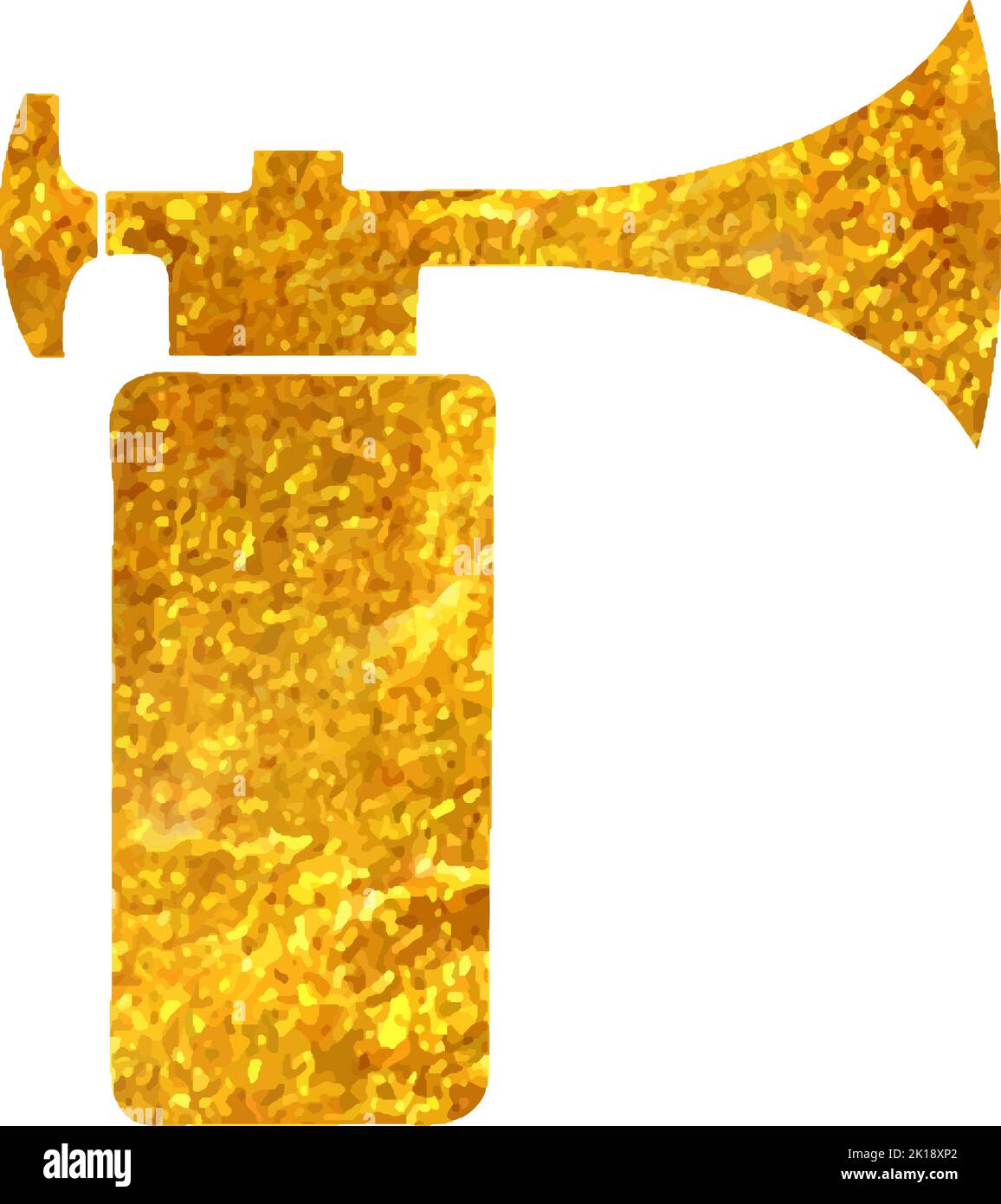 Hand drawn Gas horn in gold foil texture vector illustration Stock ...