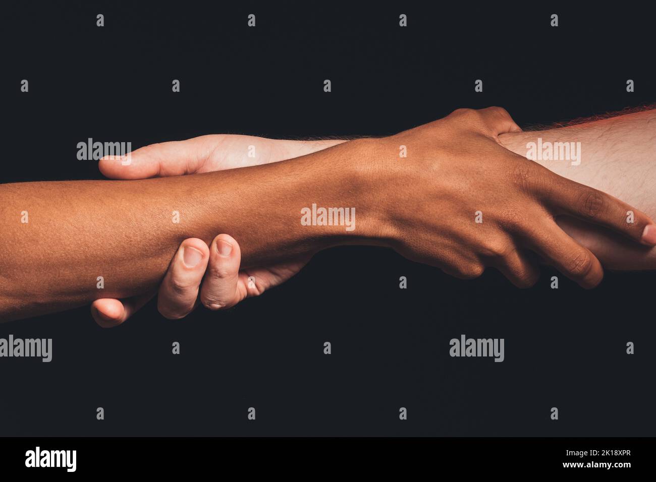 Black lives matter. Peace support. Closeup african caucasian male hands ...