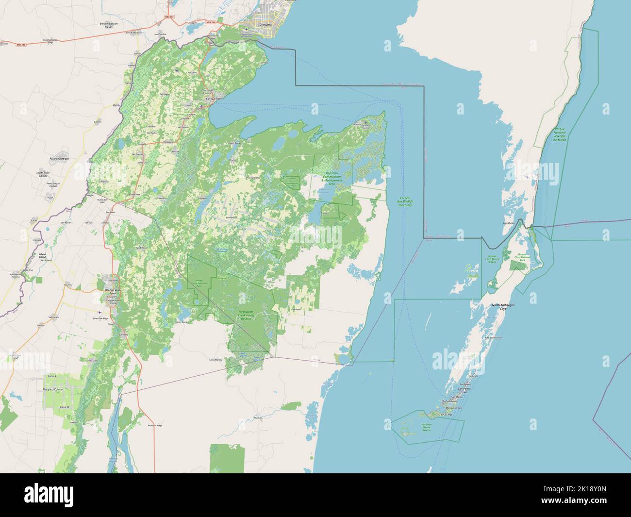 Corozal, district of Belize. Open Street Map Stock Photo - Alamy