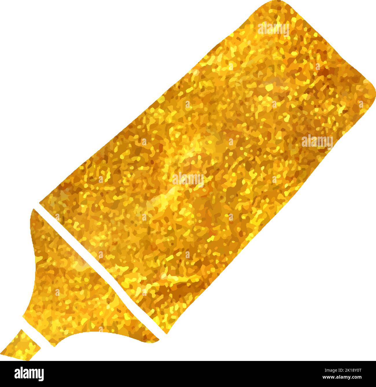 Hand drawn High light pen icon in gold foil texture vector illustration ...