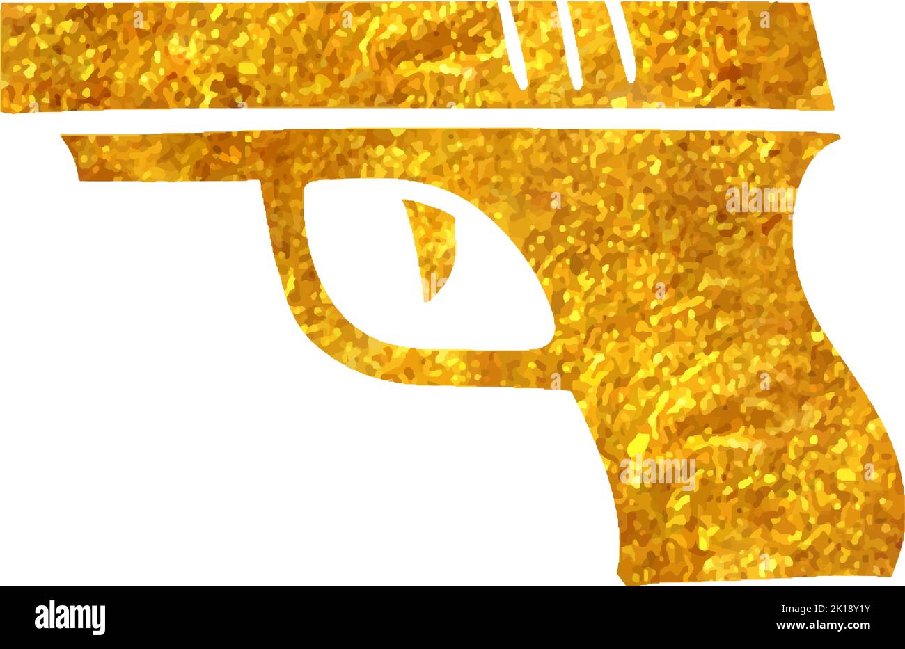 Hand drawn Arm gun icon in gold foil texture vector illustration Stock ...