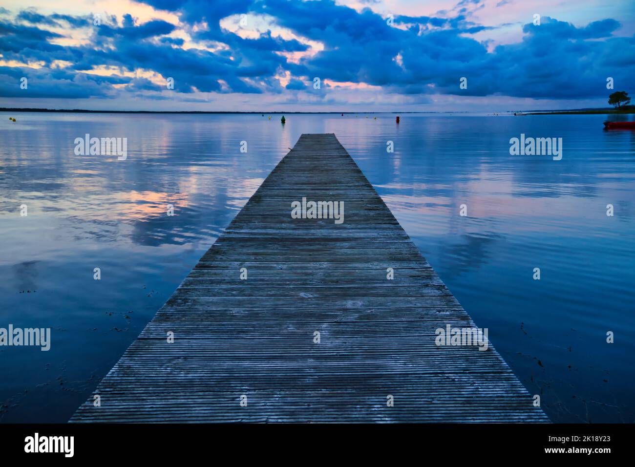 Lake Houtin fishing jetty Stock Photo - Alamy