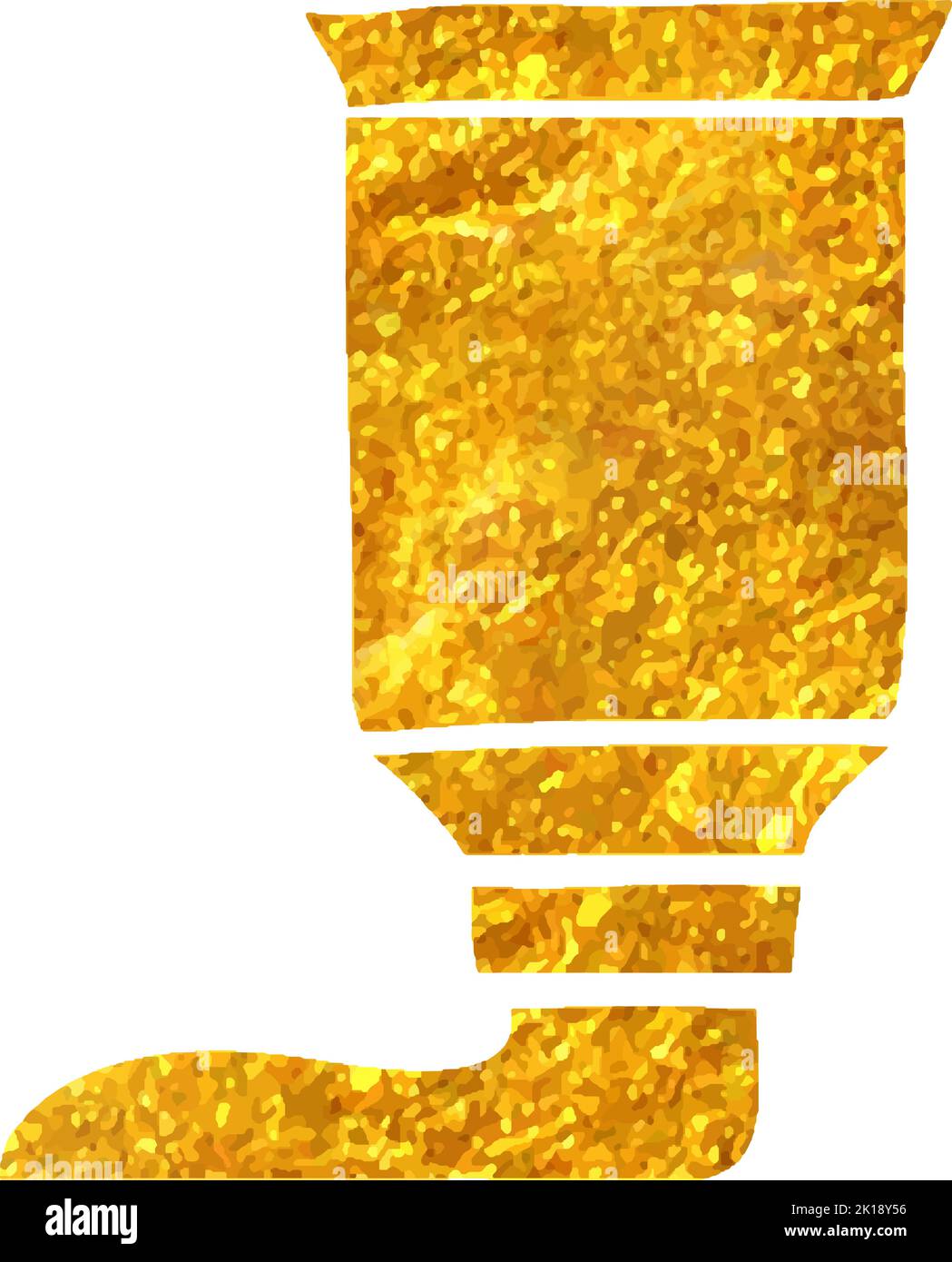Hand drawn Paint tube icon in gold foil texture vector illustration ...