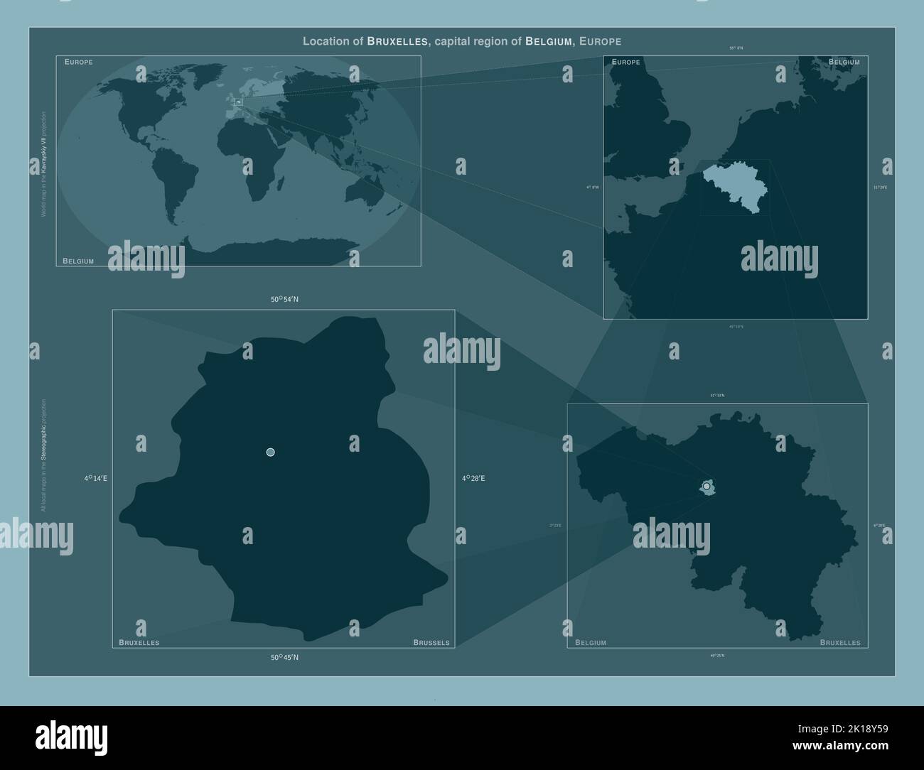 Bruxelles, capital region of Belgium. Diagram showing the location of ...