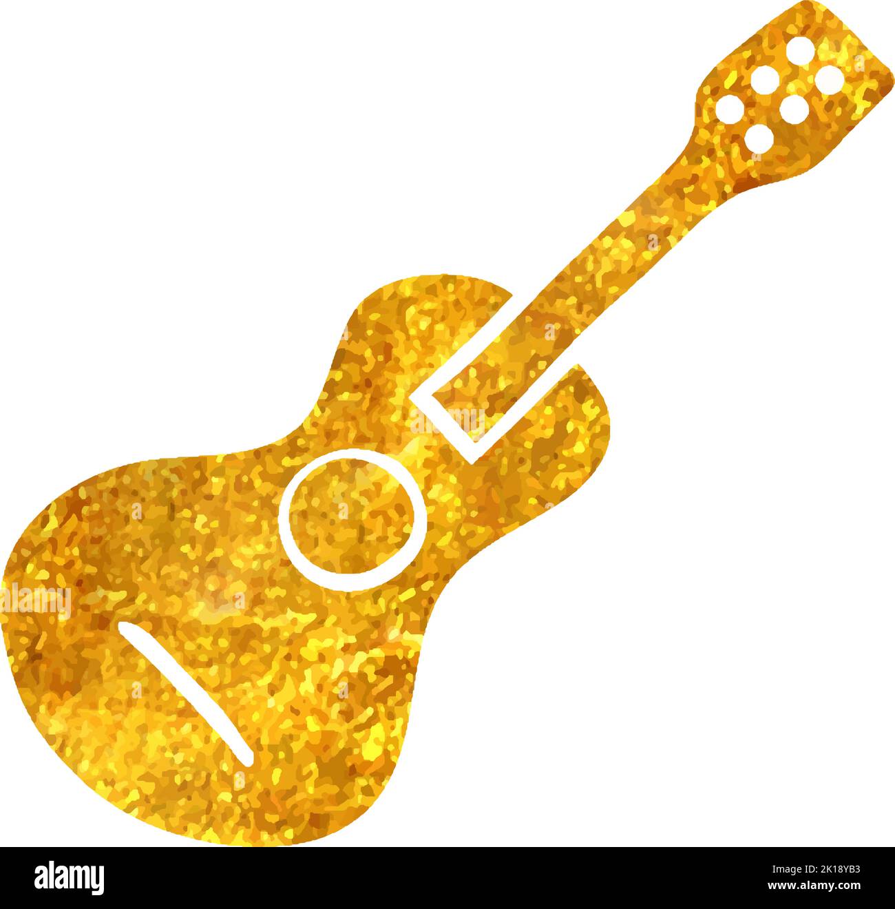 Hand drawn Guitar icon in gold foil texture vector illustration Stock ...