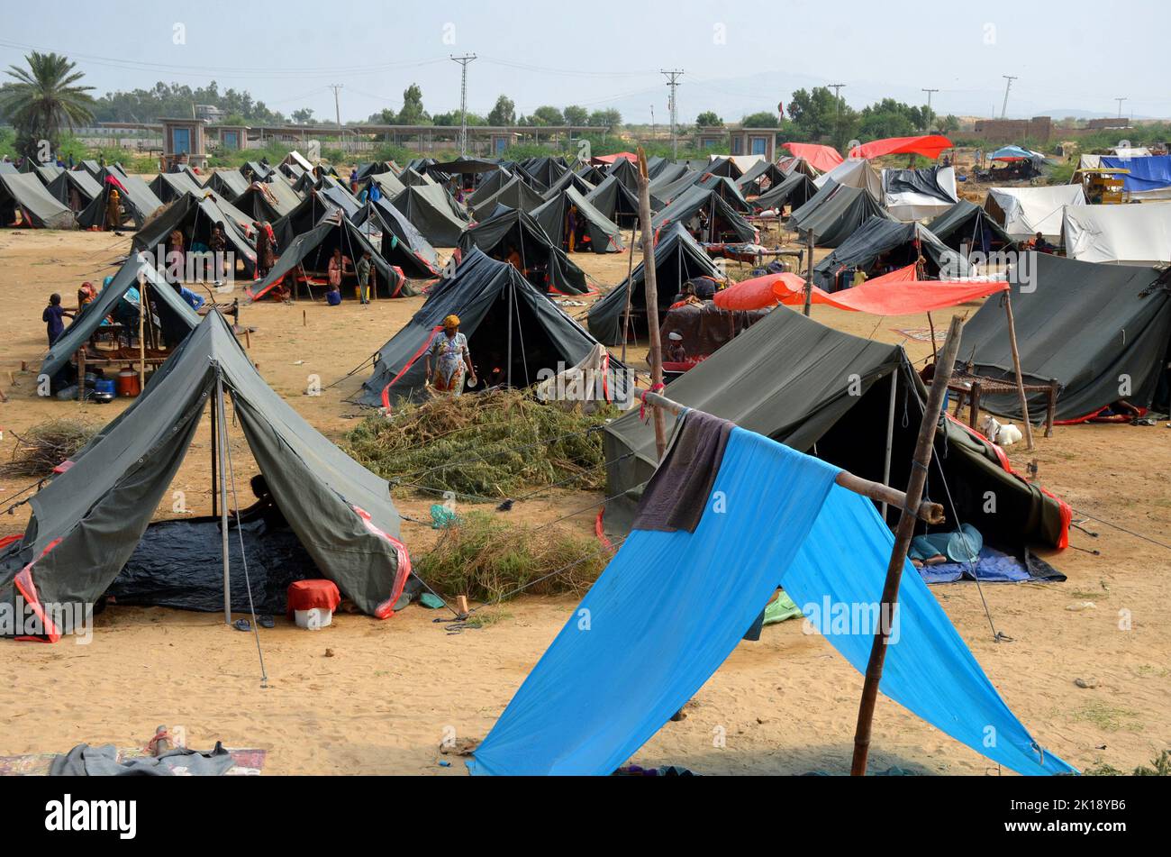 Jamshoro, Pakistan. 15th Sep, 2022. Tents of flood-affected people are ...