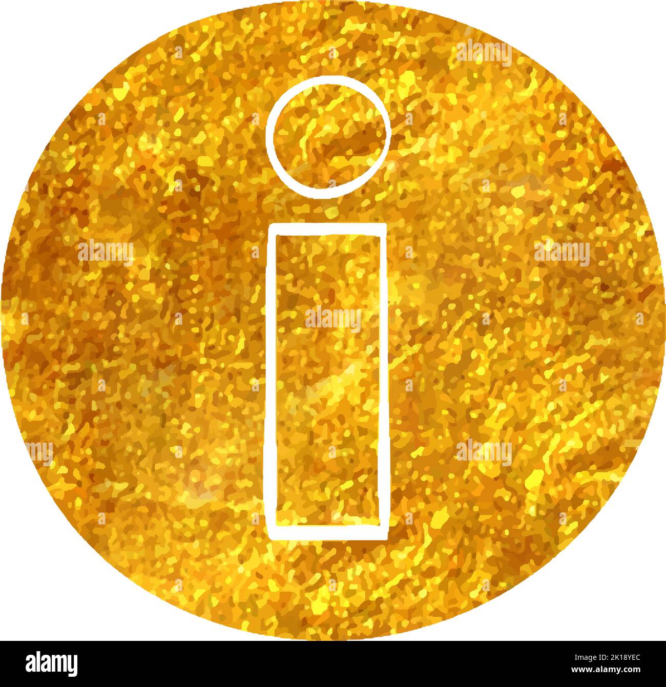 Hand drawn Info sign icon in gold foil texture vector illustration ...