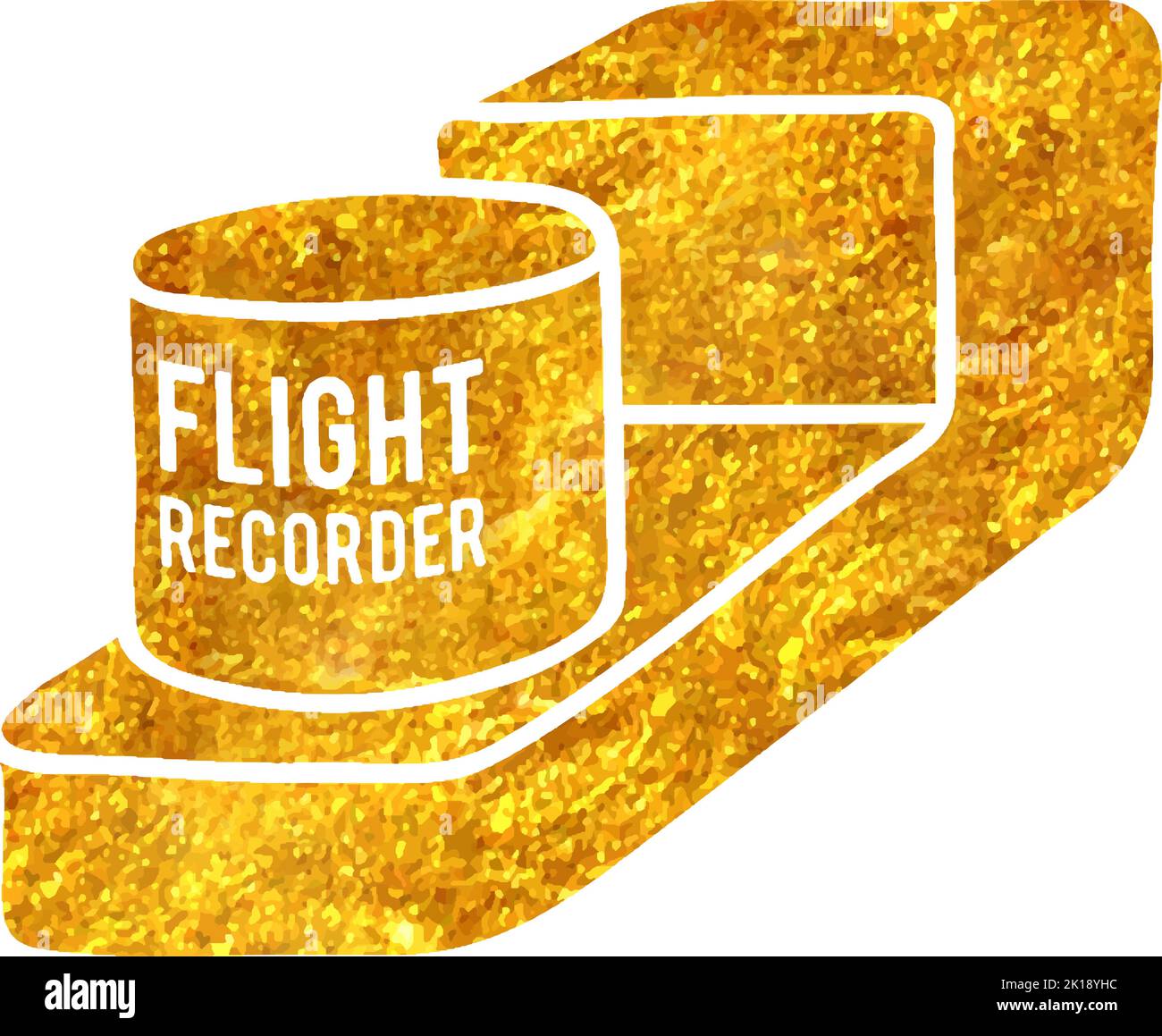 Hand drawn Flight recorder icon in gold foil texture vector ...