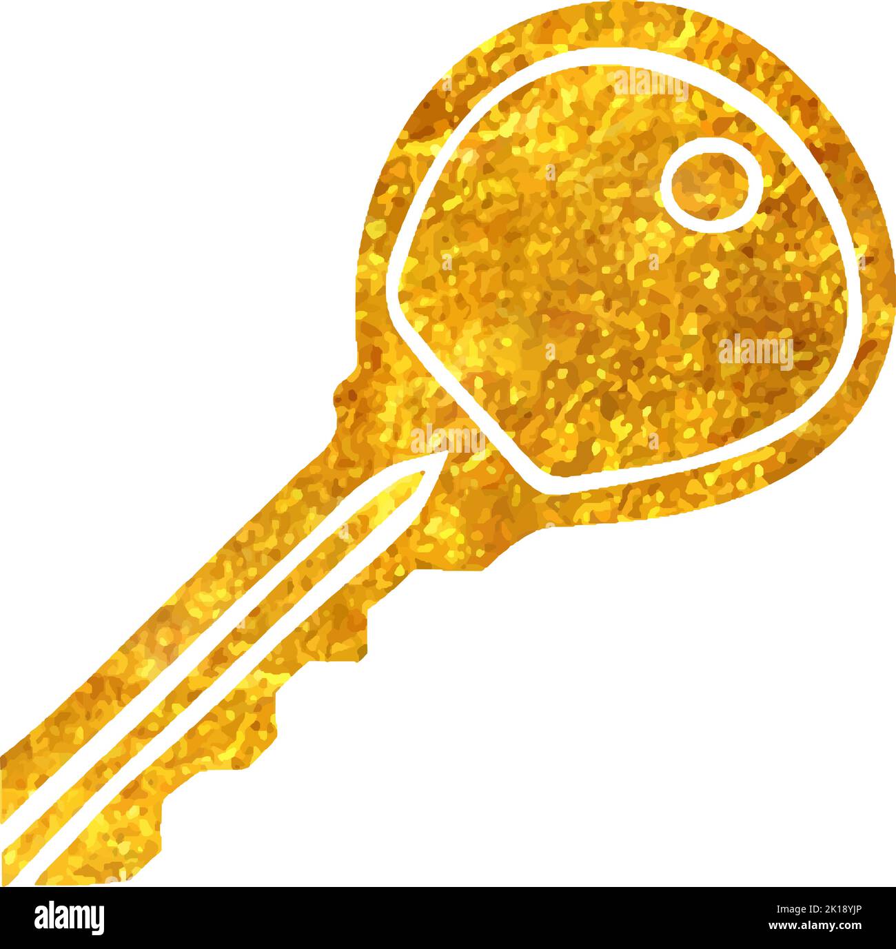 Hand drawn Key icon in gold foil texture vector illustration Stock ...