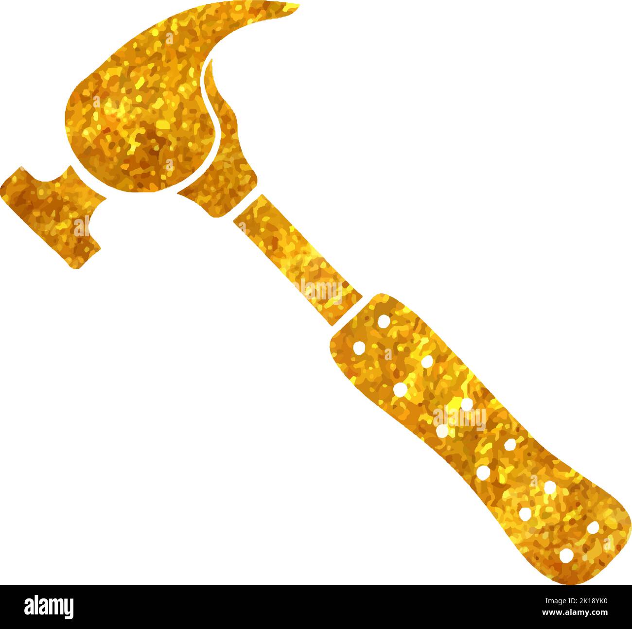 Hand drawn Hammer icon in gold foil texture vector illustration Stock ...
