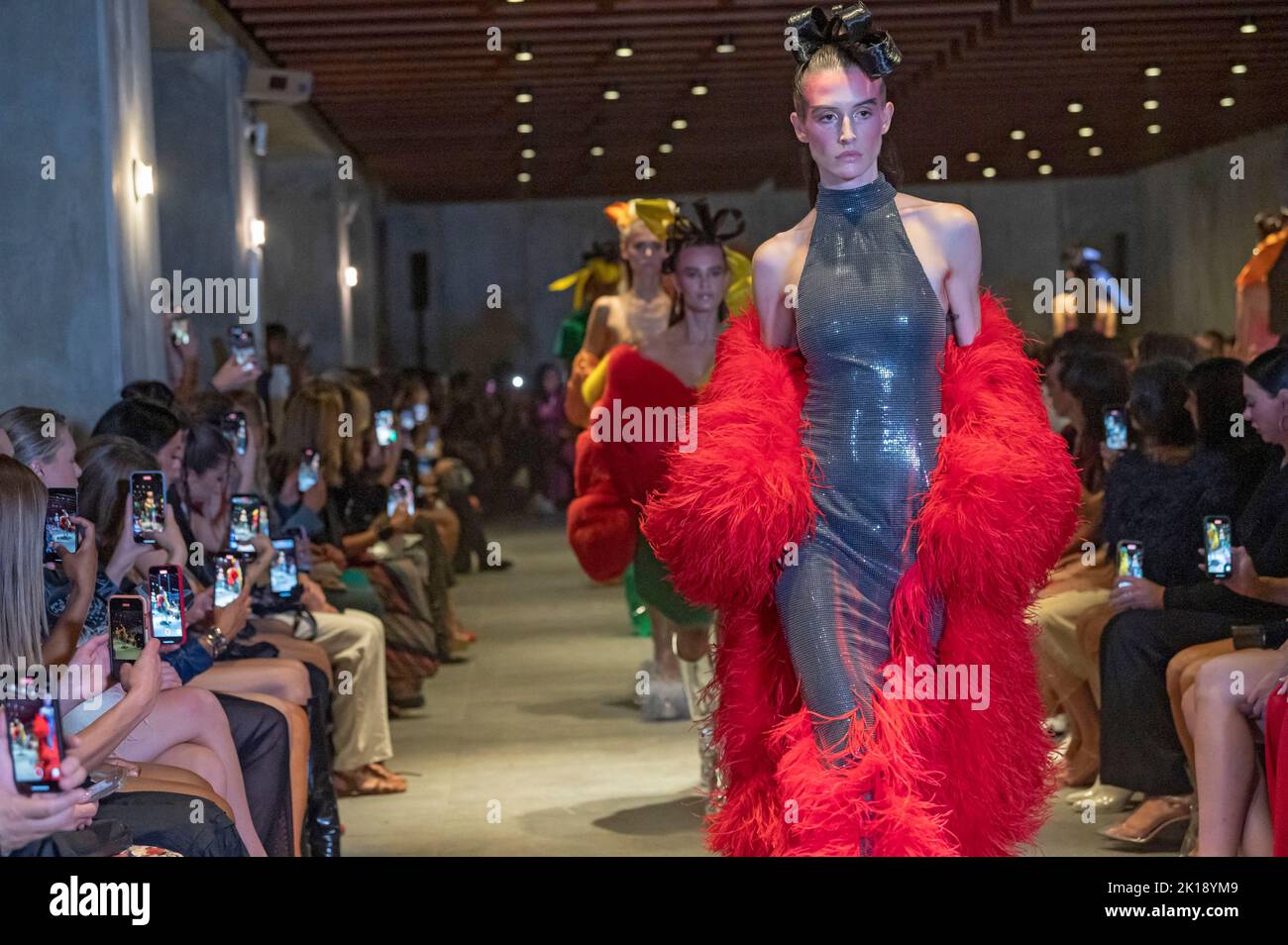 Models walk the runway finale at the Christian Cowan fashion show ...