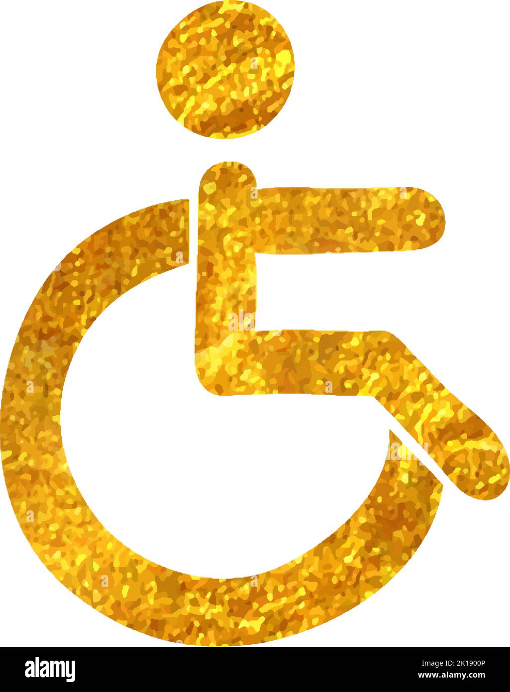 Hand drawn Disabled access icon in gold foil texture vector ...